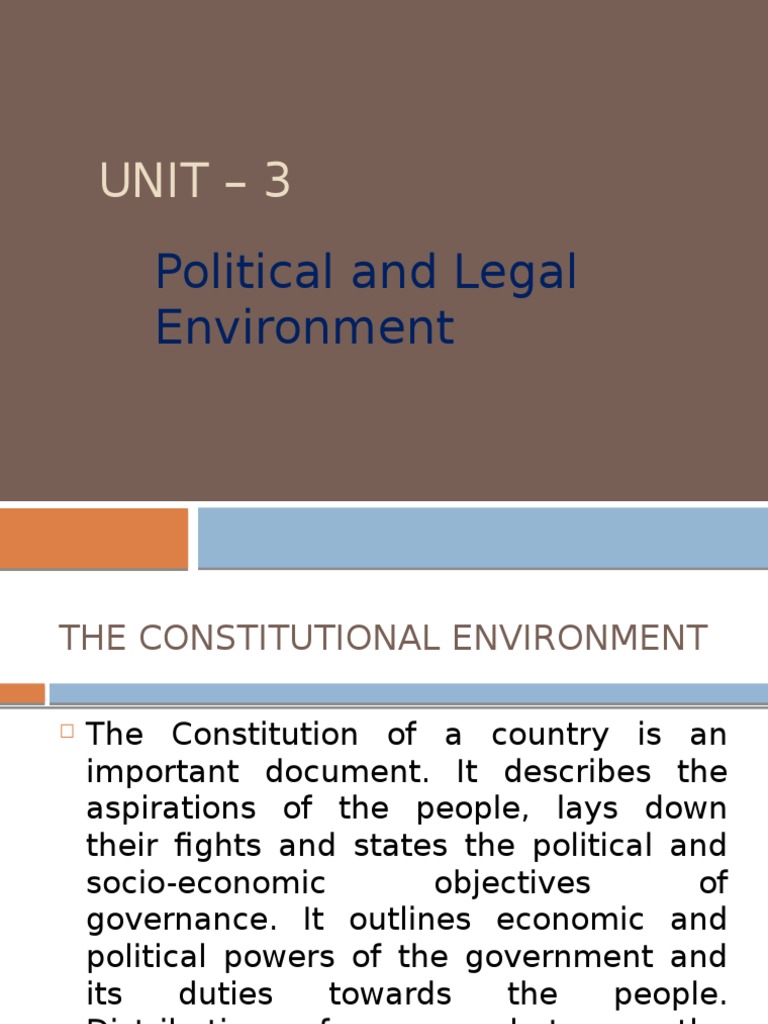 Unit - 3: Political and Legal Environment | PDF | Economies | Government