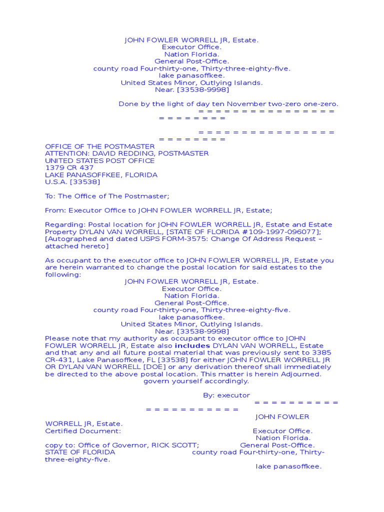 Change of Address Request to Postmaster | PDF