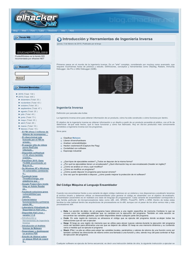 Introducción y Herramientas de Ingeniería Inversa | PDF | Programa de ...