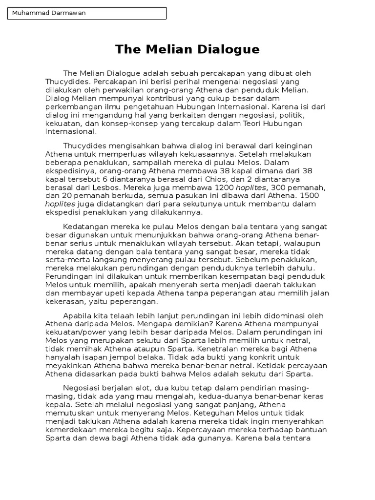 The Melian Dialogue | PDF