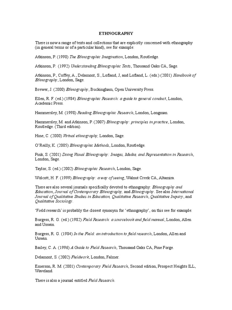 ETHNOGRAPHY11handout 1 | PDF | Ethnography | Qualitative Research