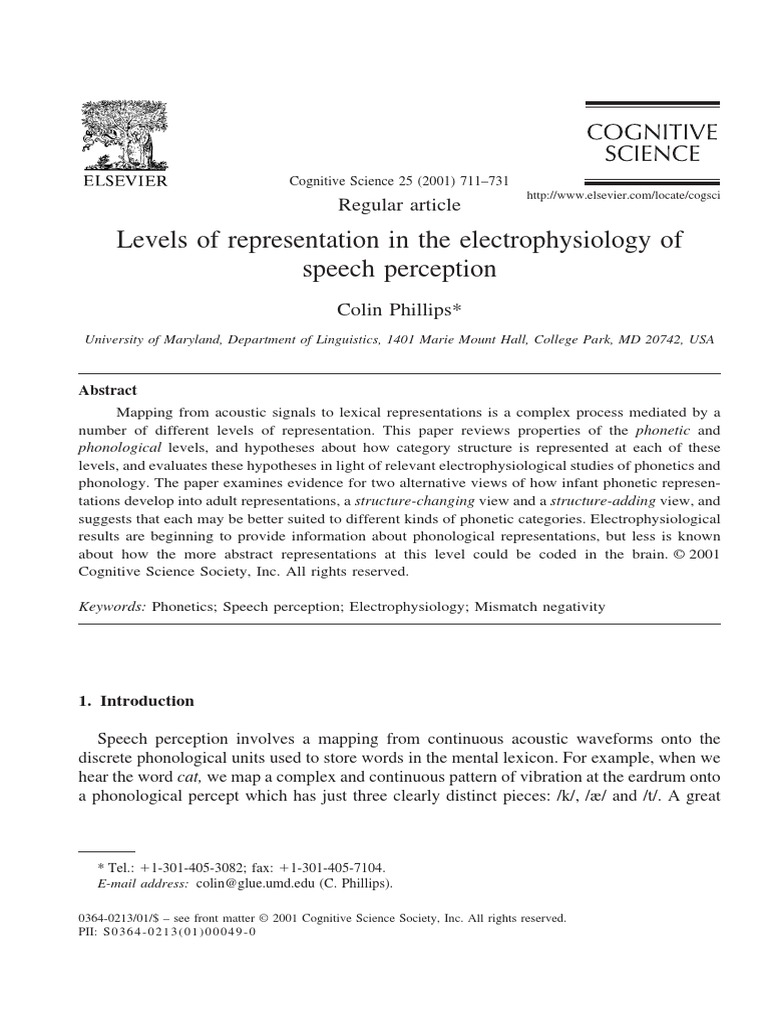 Levels of Representation in The Electrophysiology of Speech Perception ...