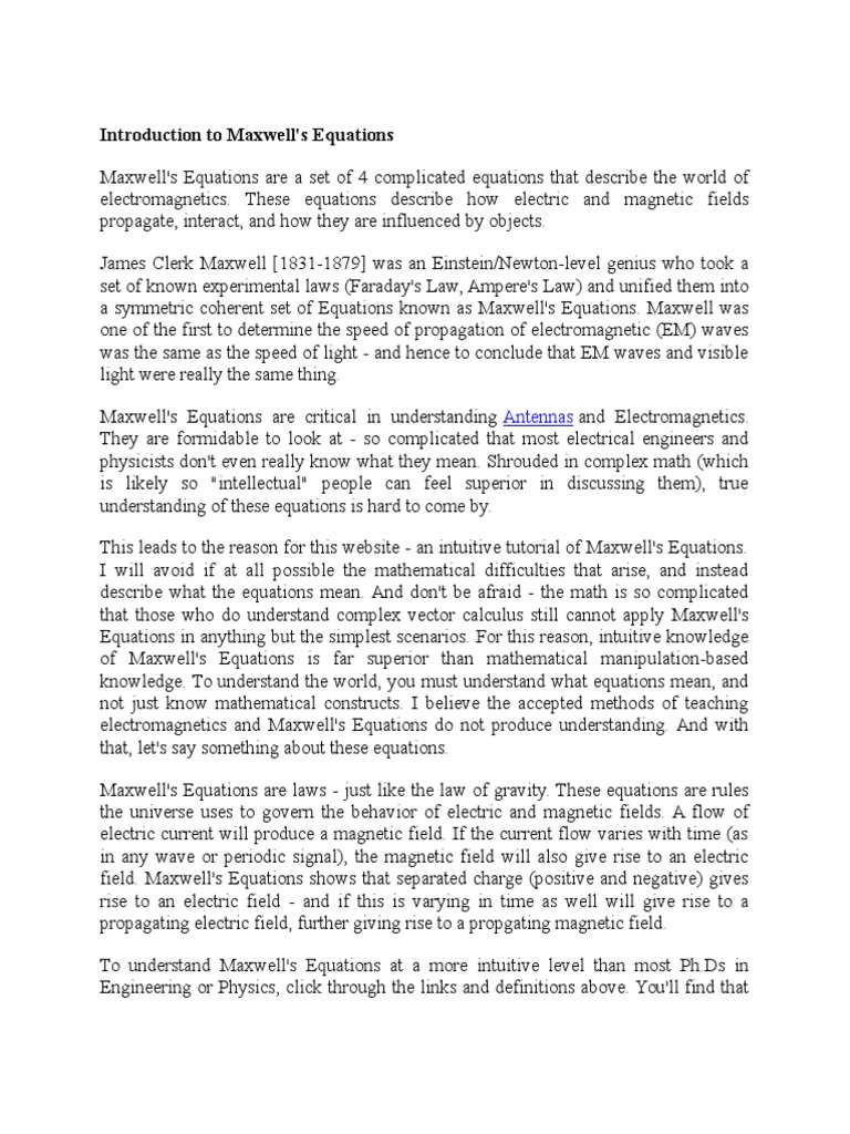 Introduction To Maxwell's Equations: Antennas | PDF | Maxwell's ...