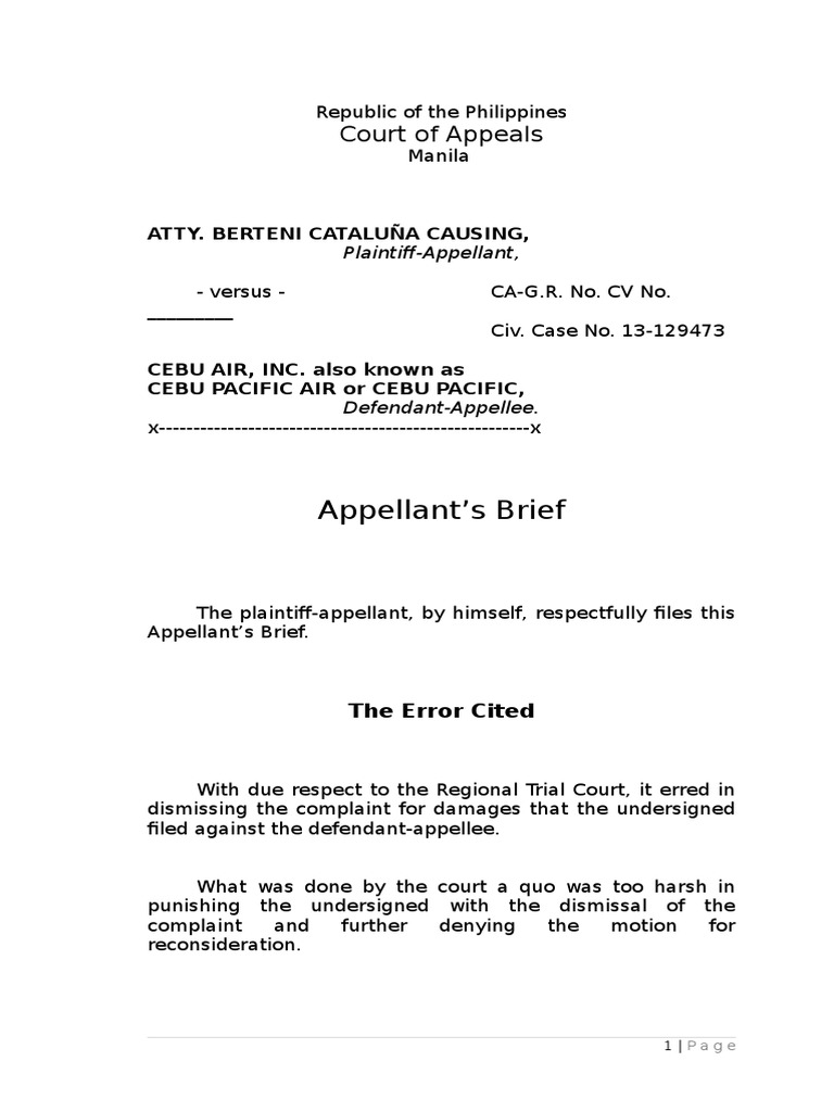 2016 05 12 Appellant Brief | Brief (Law) | Complaint