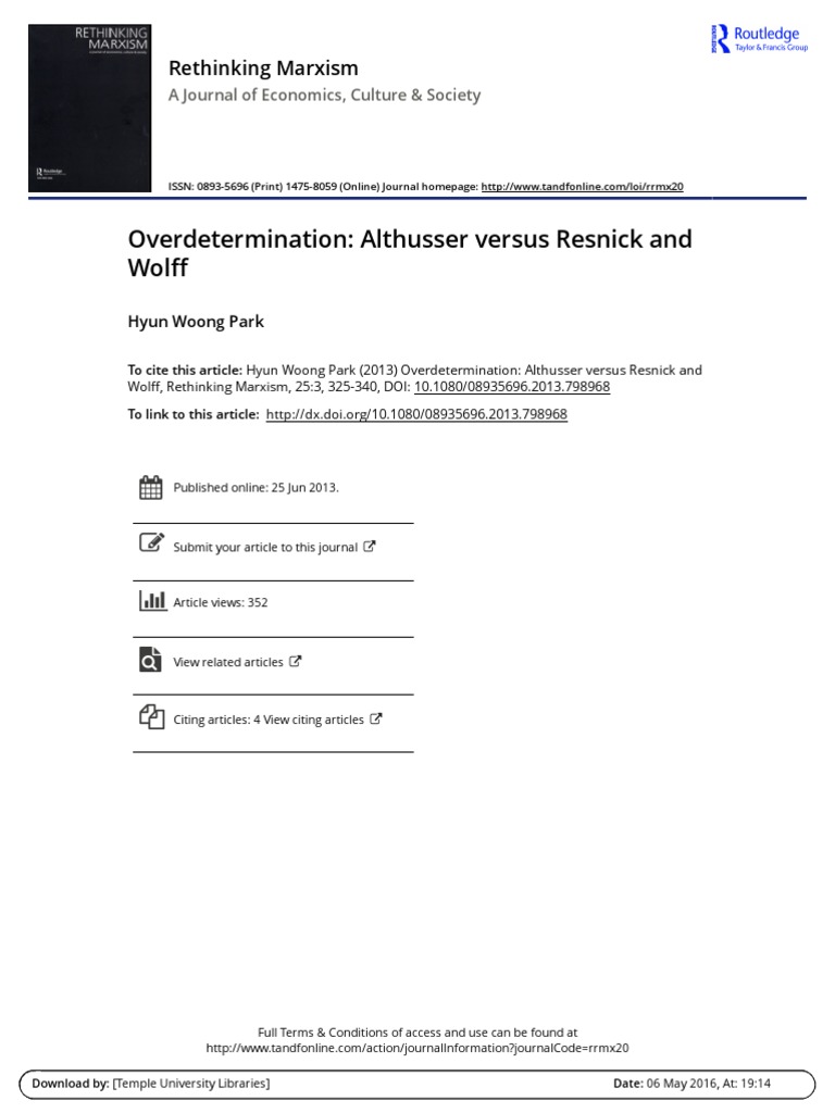 Althusser's Overdetermination Revisited | PDF | Louis Althusser | Dialectic