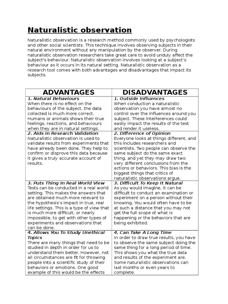 Naturalistic Observation | Observation | Experiment | Free 30-day Trial ...