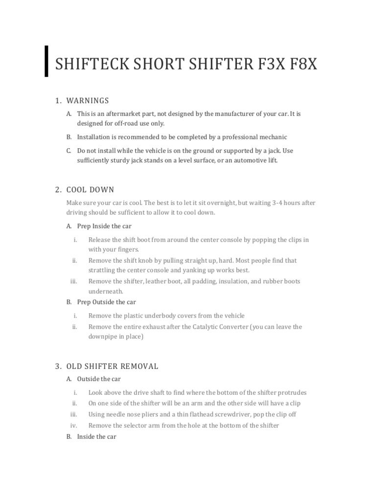 FX Shifter Instructions | PDF | Car Body Styles | Automobile Layouts