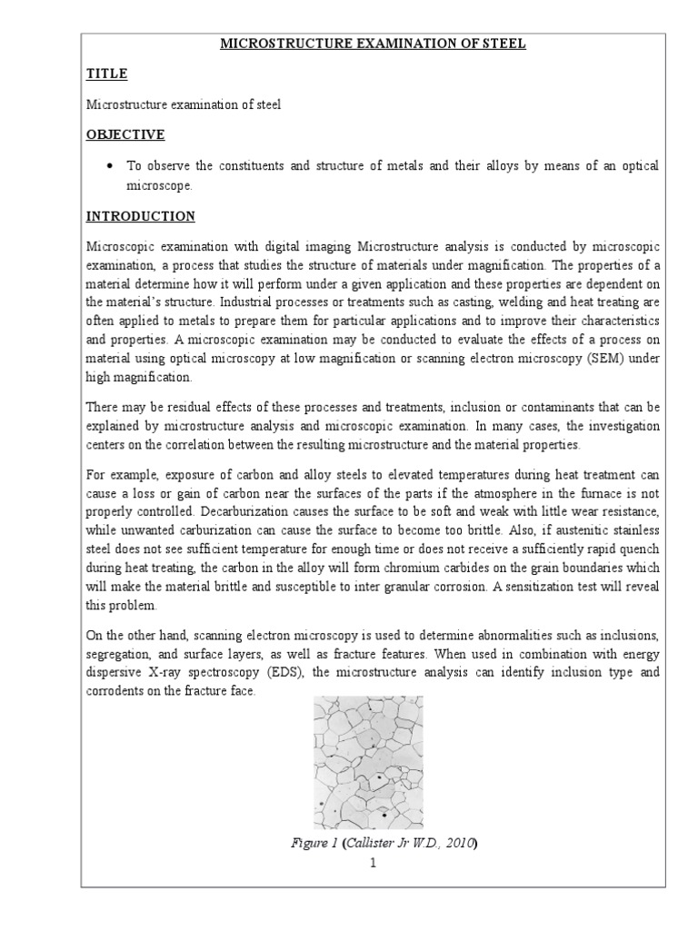 Steel Microstructure Examination Report | PDF | Heat Treating | Steel