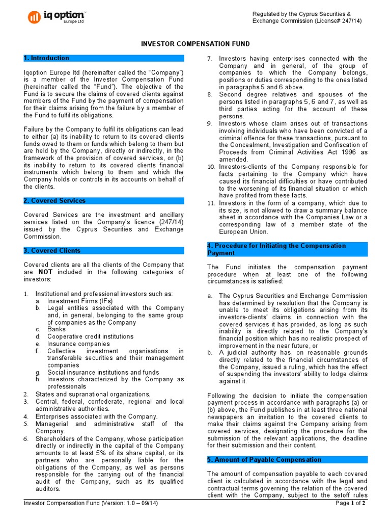 Cyprus Investor Compensation Fund Guide | PDF | Securities (Finance ...