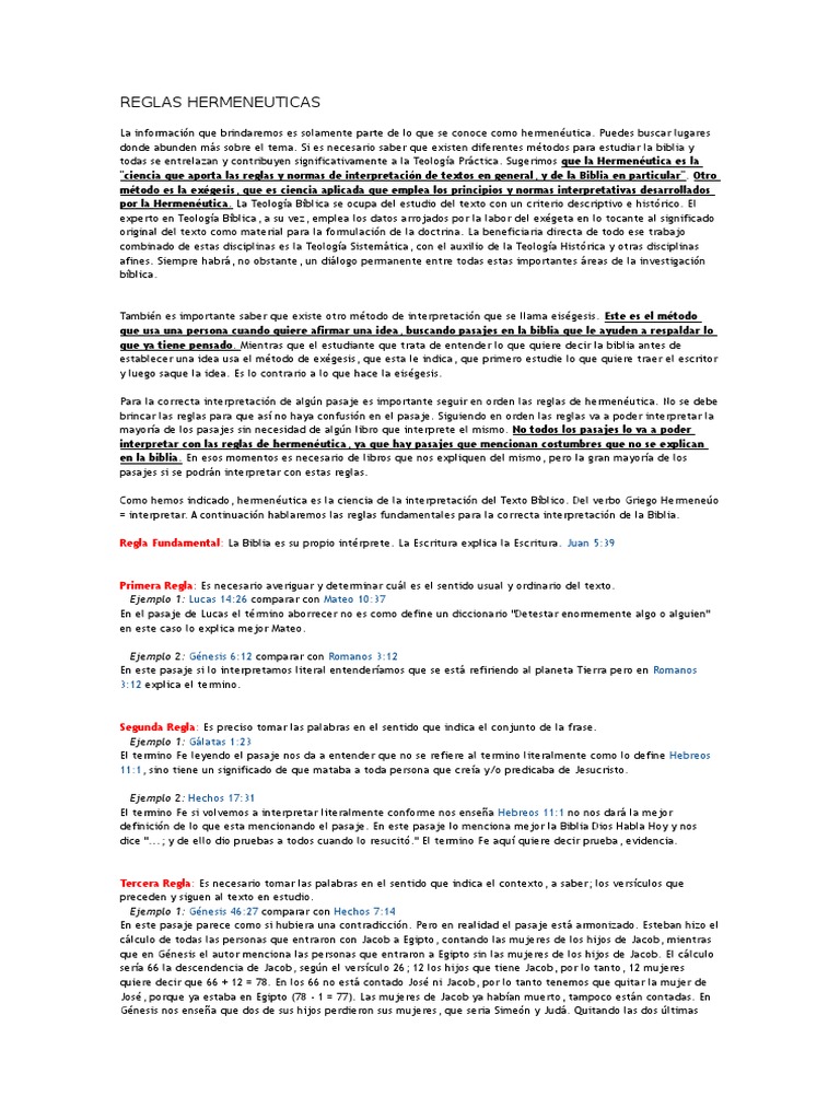Reglas Hermeneuticas | PDF | Pablo el apóstol | Hermenéutica