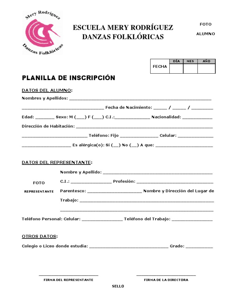 Modelo de Planilla de Inscripción Escolar | PDF