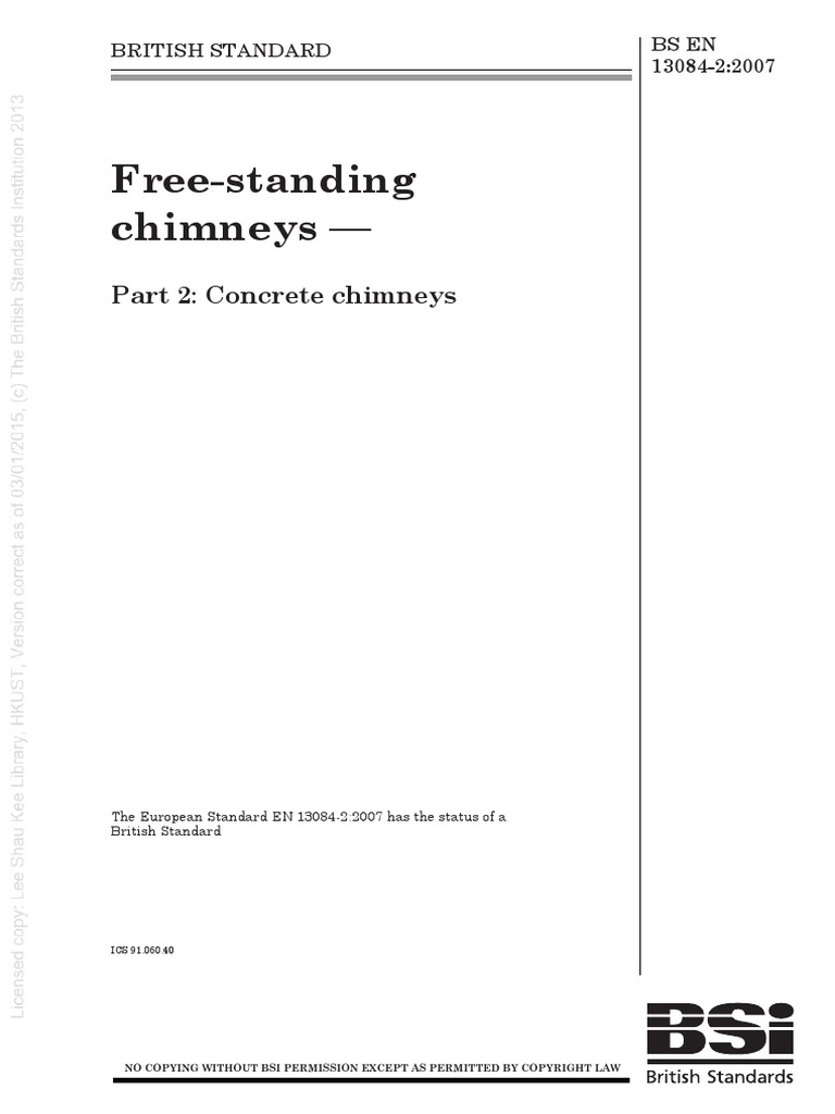 (BS en 13084-2-2007) - Free-Standing Chimneys. Concrete Chimneys | PDF | Bending | Concrete