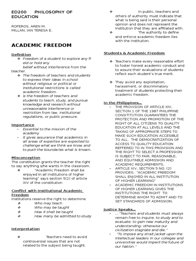 Philosophy of Education | PDF | Academic Freedom | Teachers