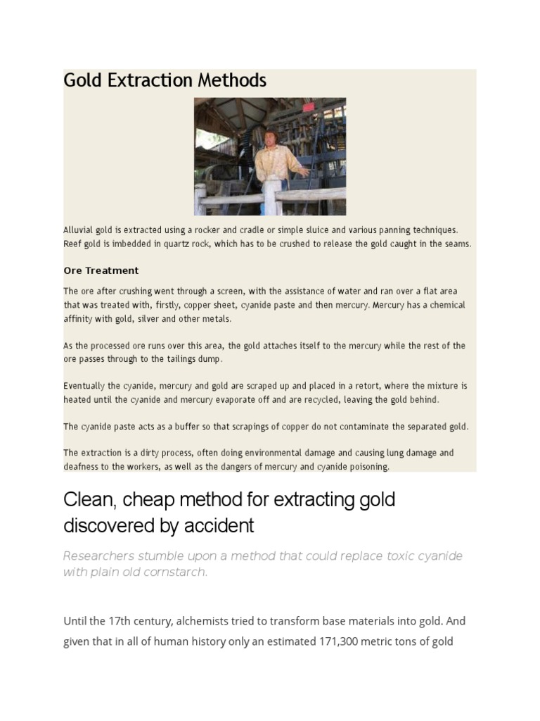 Gold Extraction Methods | PDF | Gold Mining | Gold