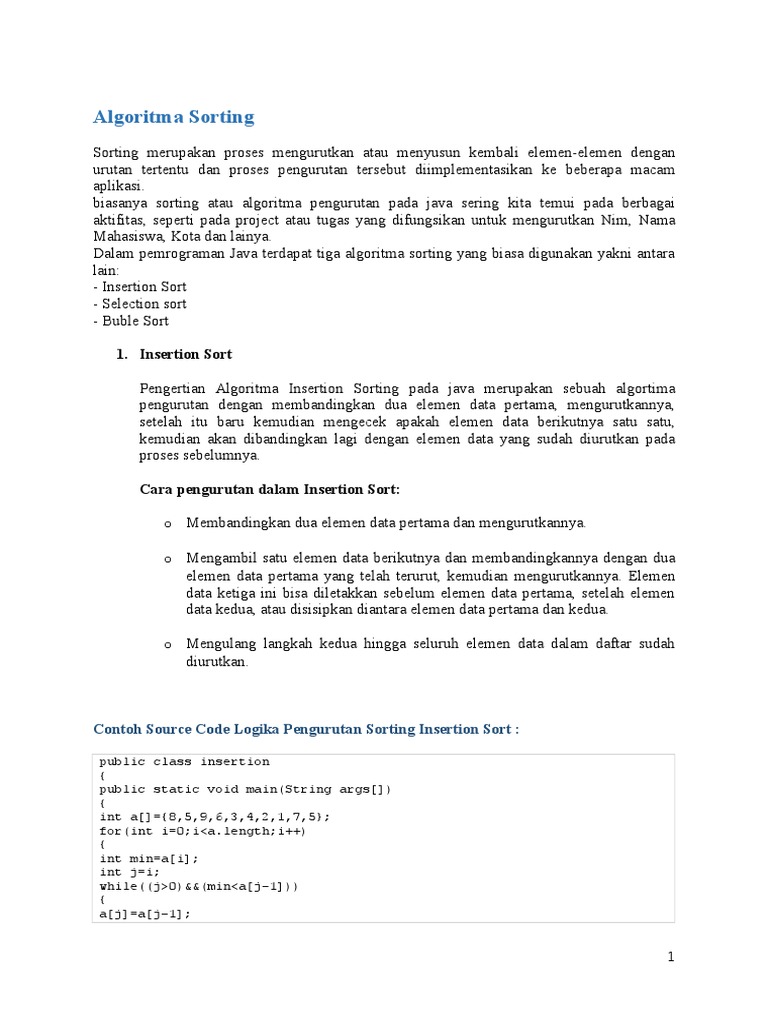 Algoritma Sorting dan Pencarian Data | PDF