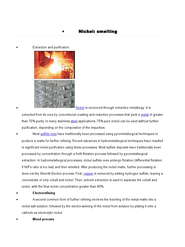 Nickel | PDF | Nickel | Smelting