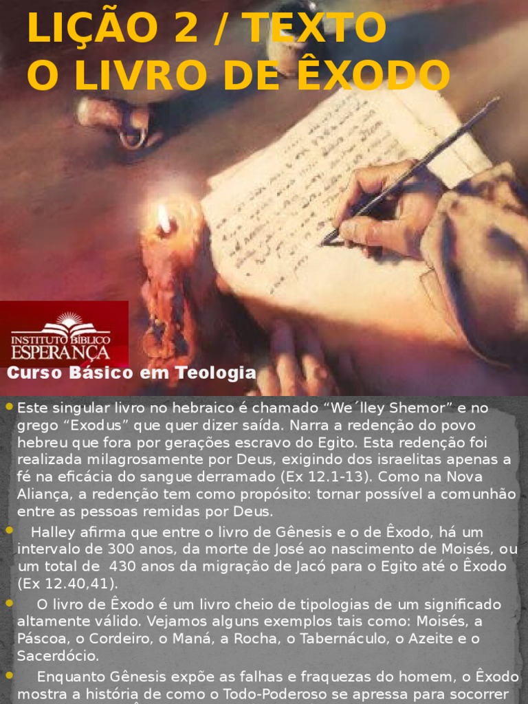 Lição 2 Texto 1 O Livro De êxodo Pdf Livro Do êxodo Aarão