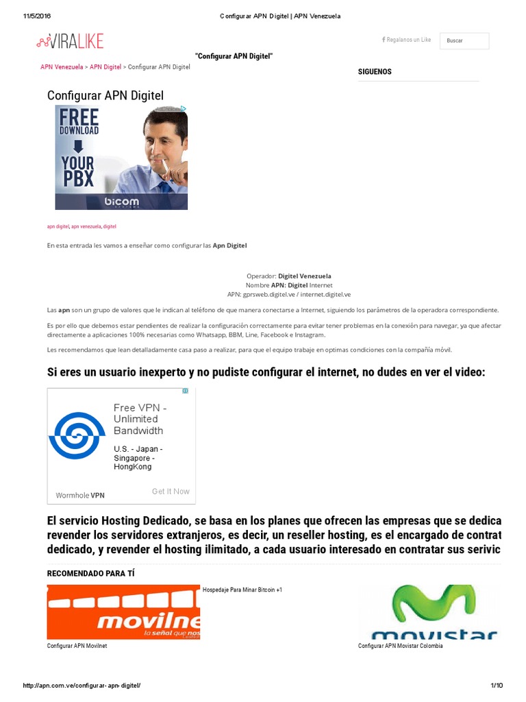 Configurar APN Digitel - APN Venezuela | PDF | Cuál es la aplicación | 3 G