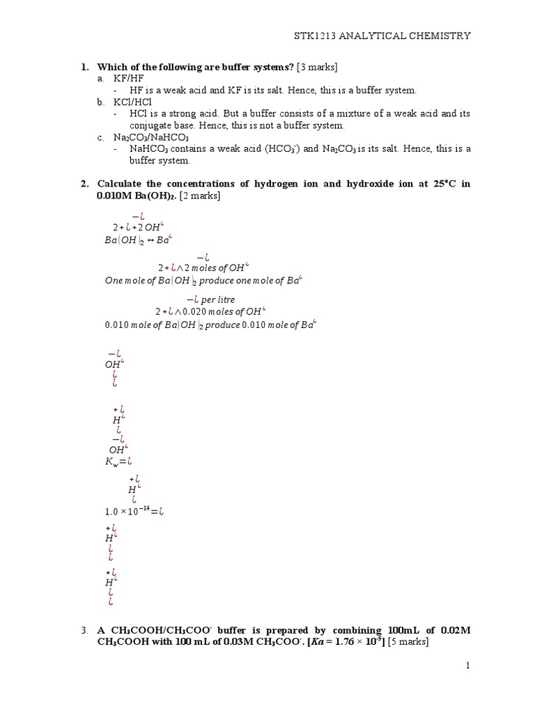 STK1213 Assignment | PDF | Buffer Solution | Molar Concentration