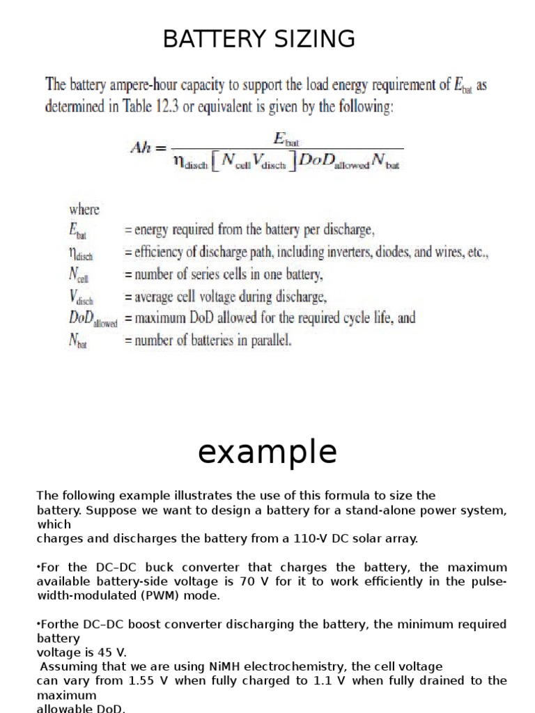 Battery Sizing | PDF | Electric Power Transmission | Electrical Grid