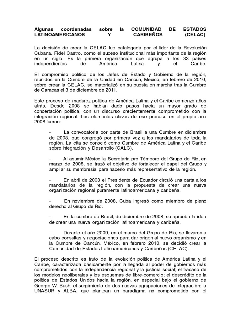 Celac-Coordenadas Evolucion | PDF | America latina | Gobierno