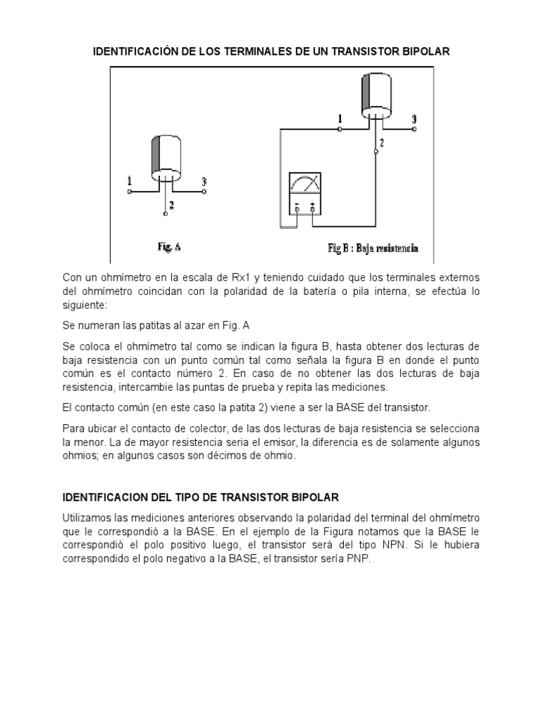 Identificación de Los Terminales de Un Transistor Bipolar | PDF ...