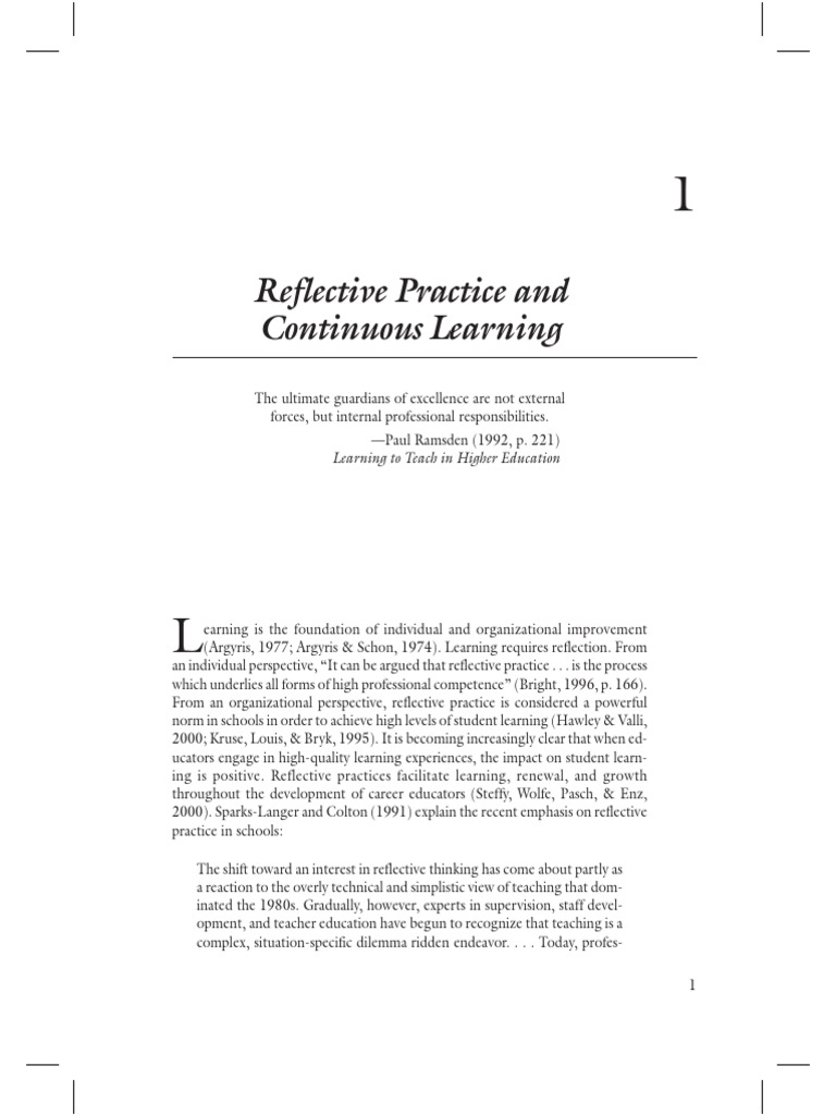 Reflective Practice and Continuous Learning | PDF | Reflective Practice ...