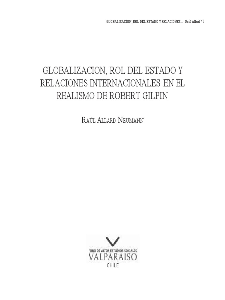 Realismo y Globalización en Gilpin | PDF | Globalización | Estado ...