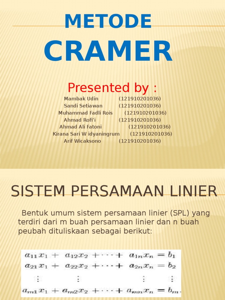 Metode Cramer | PDF