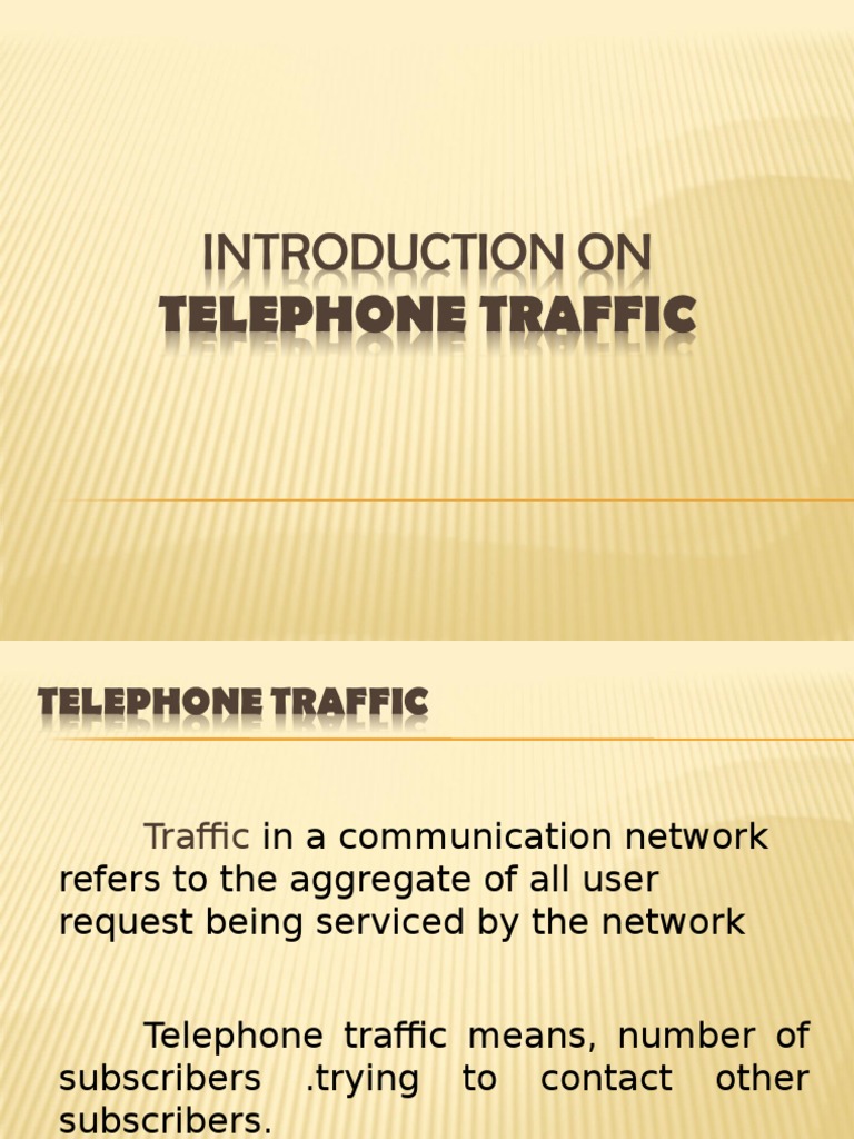 Introduction On Telephone Traffic | PDF | Telecommunications | Networks