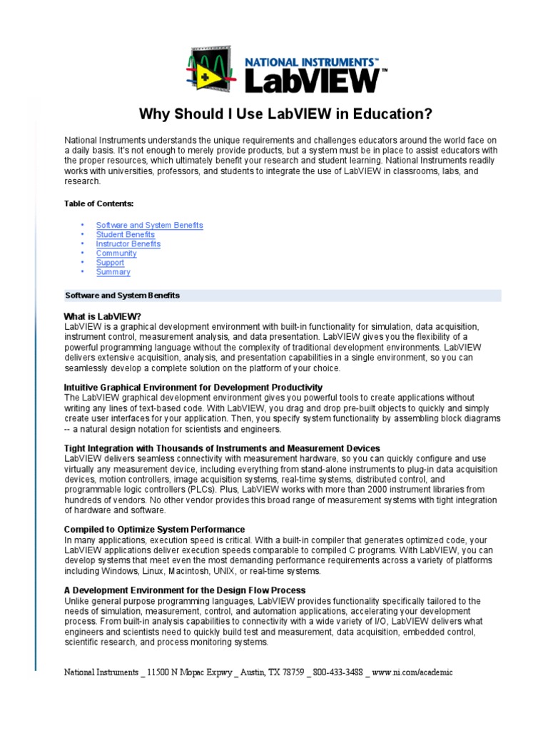 Why LabVIEW in Education | PDF | Integrated Development Environment | Application Software