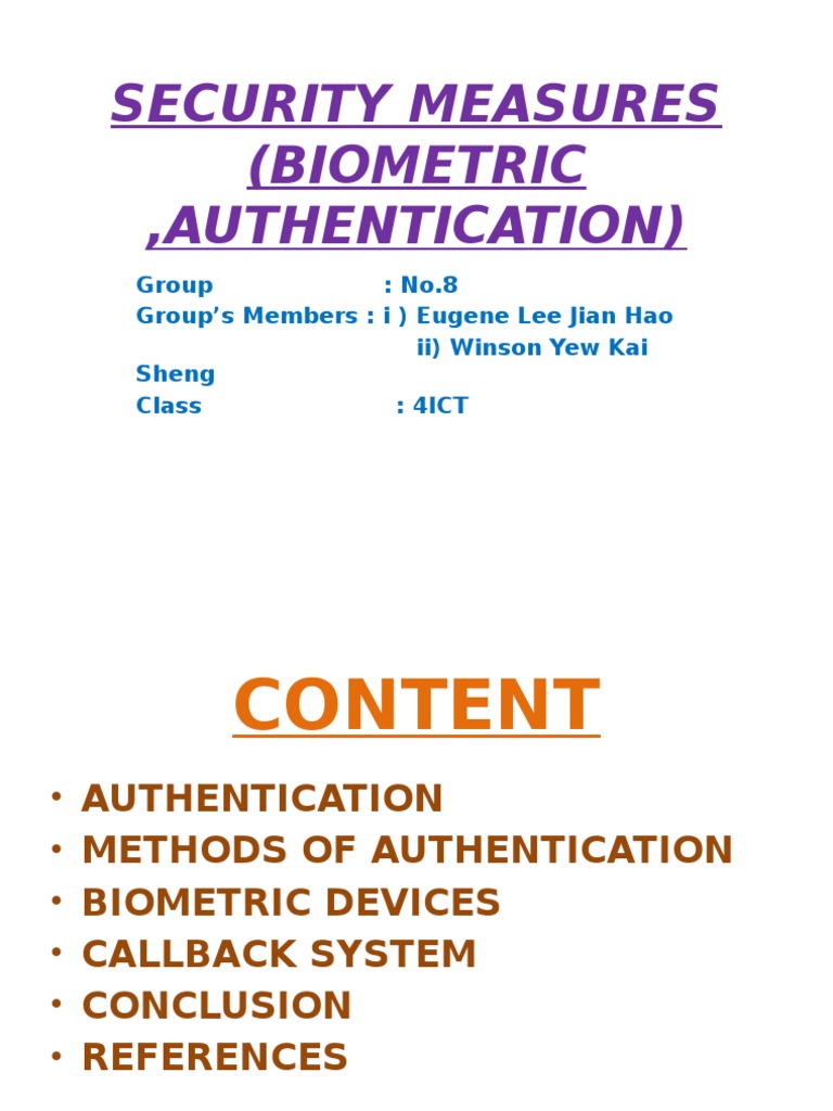 Security Measures (Biometric, Authentication) | PDF