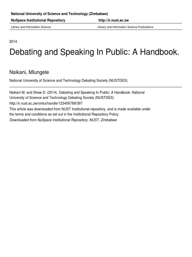 Debating and Speaking in Public PDF | PDF | Public Speaking | Argument