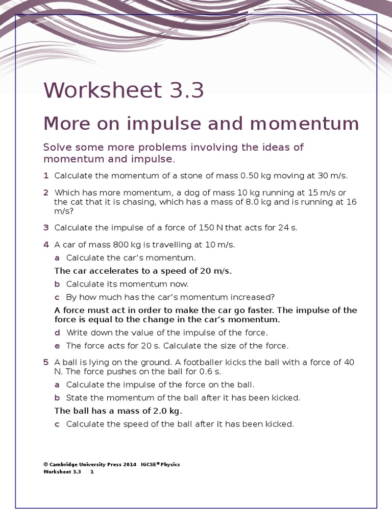IGCSE Physics Worksheet 3.3 | PDF