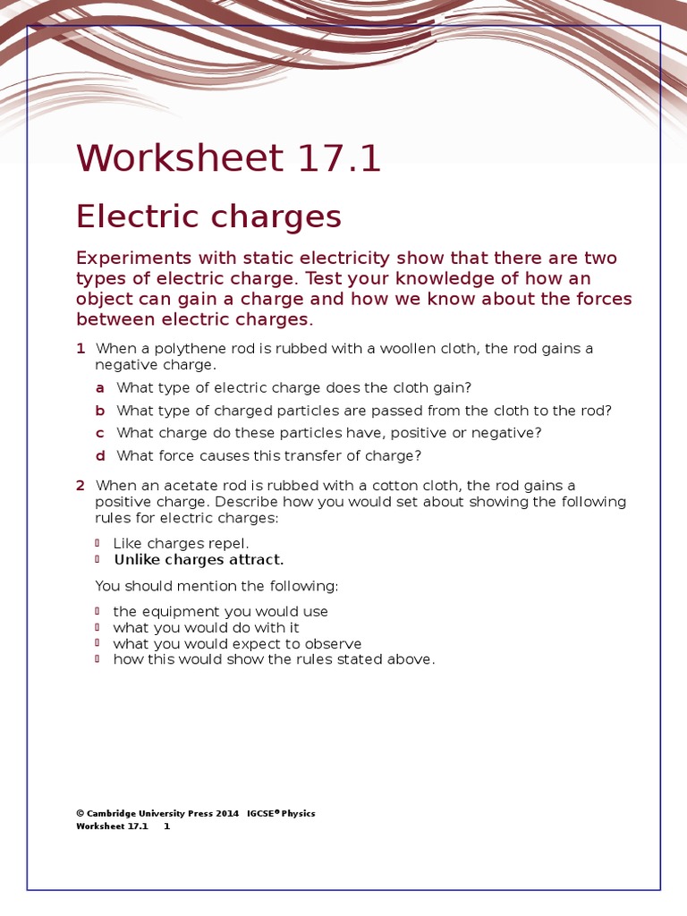Static Electricity and Charge Transfer | PDF | Electric Charge ...