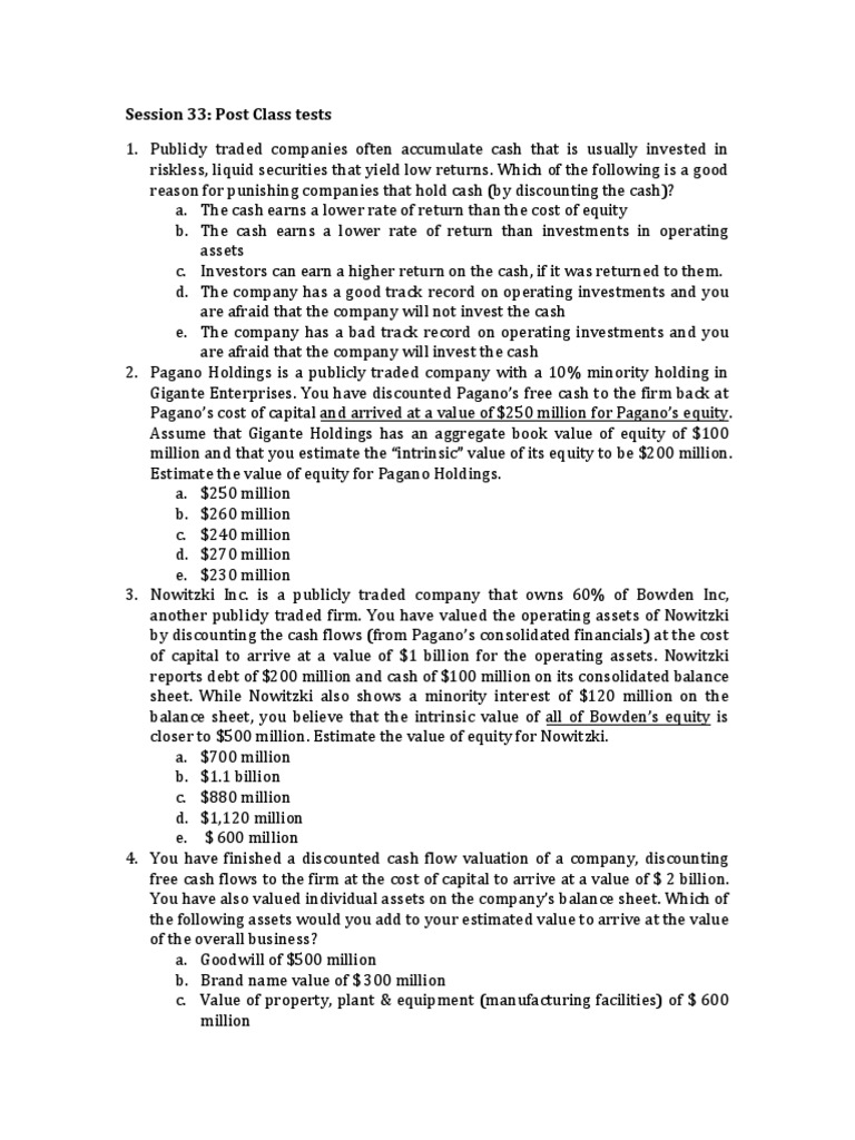 Session 33 Test | PDF | Discounting | Valuation (Finance)
