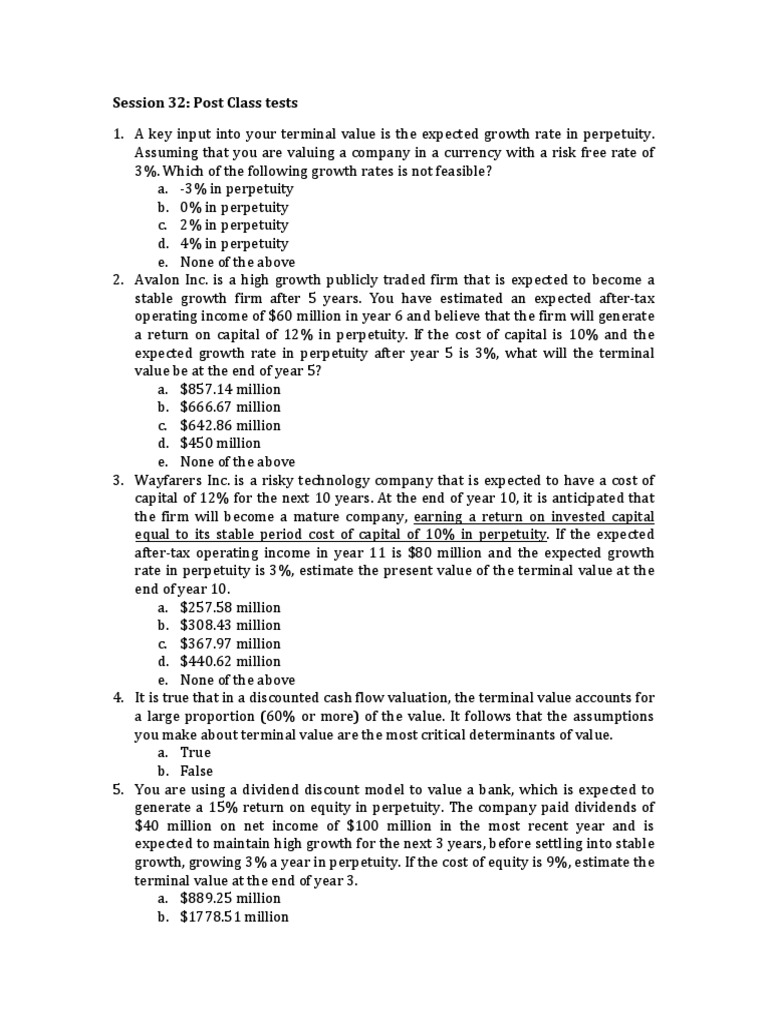 Session 32 Test | PDF | Financial Markets | Market (Economics)