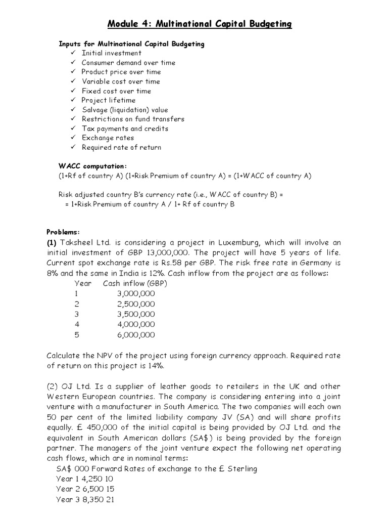 Cases - Problems Module 4 - 2011 | PDF | Net Present Value | Capital ...