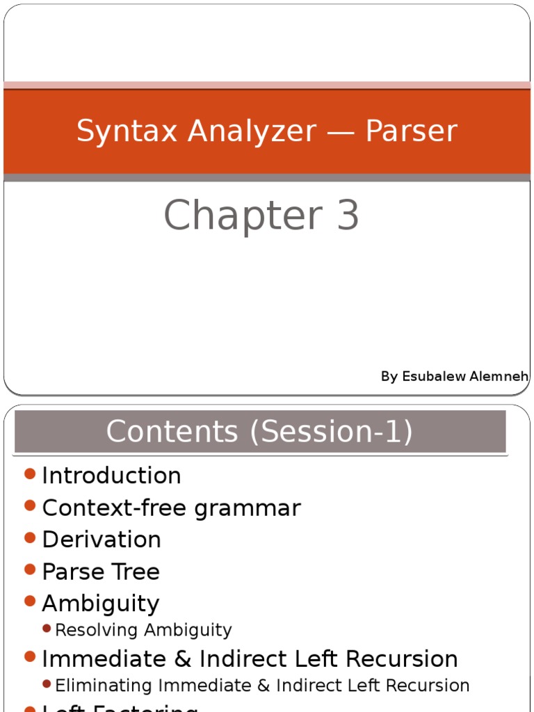 Chapter 3 - Syntax Analysis | PDF | Parsing | Theoretical Computer Science