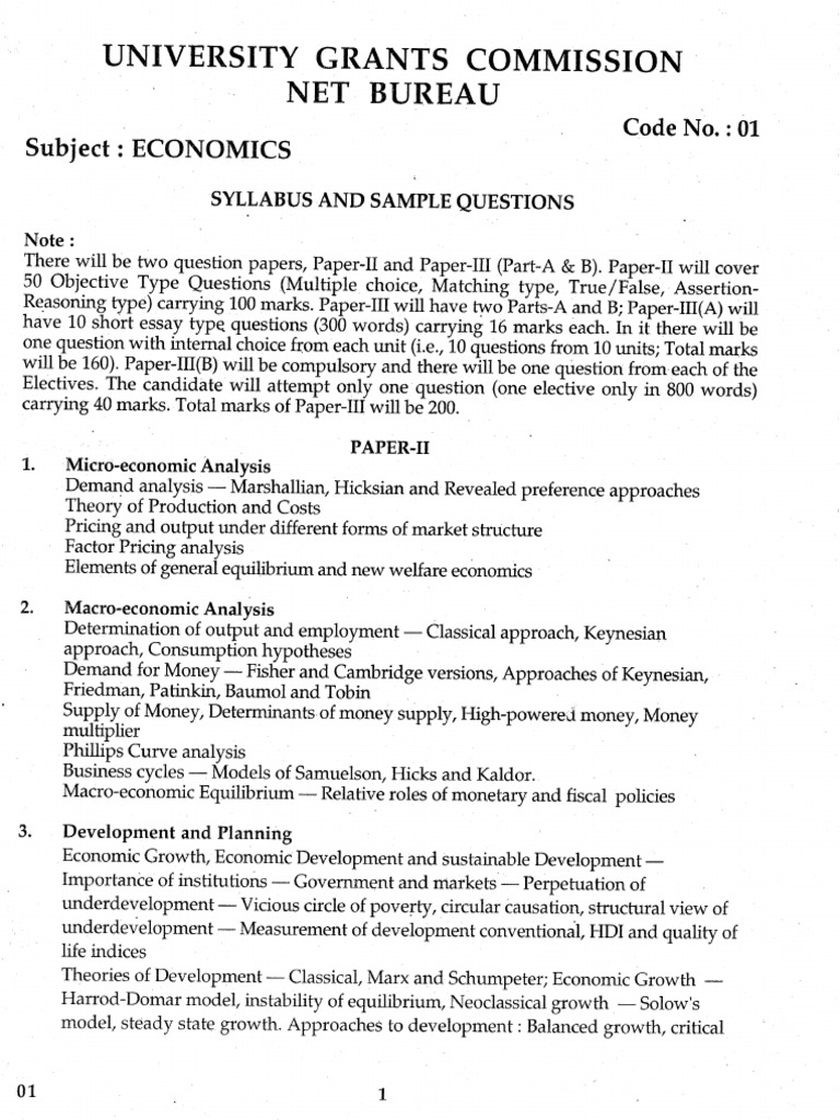 UGC NET Economics Syllabus | PDF