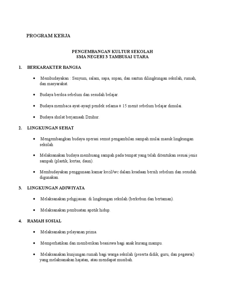 Program Kerja 7k | PDF