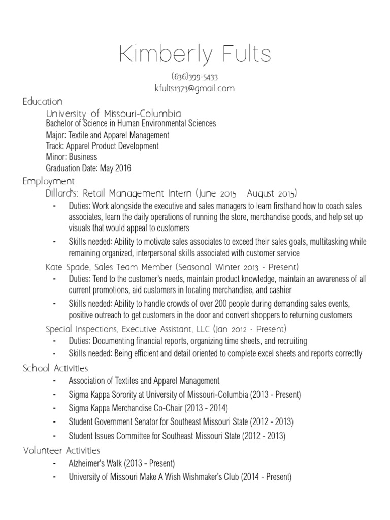Kimberly Fults Resume 1 | PDF