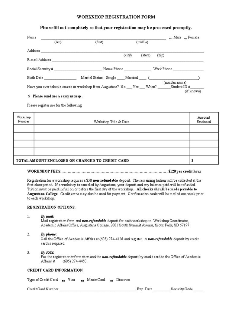 Workshop Registration Form Web | PDF