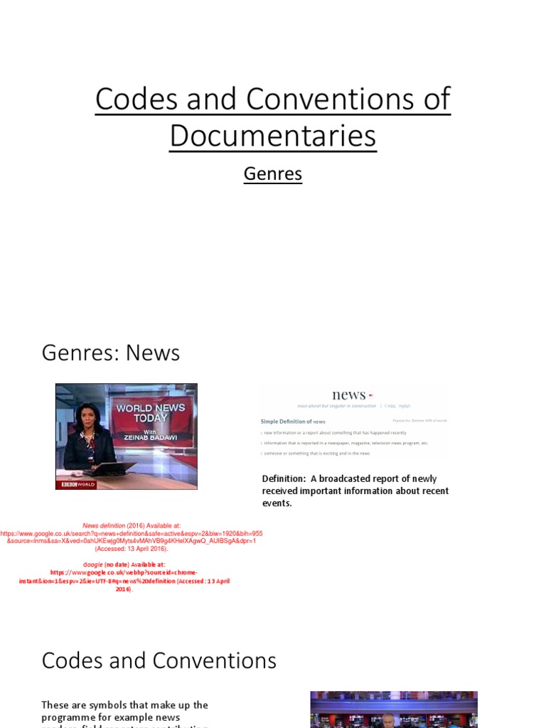Codes and Conventions of Documentaries1 | PDF | Reality Television ...