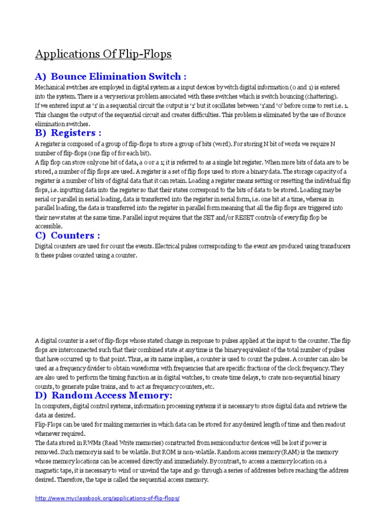 Applications of Flip Flop | PDF | Computer Data Storage | Data