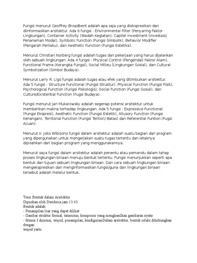 Fungsi Menurut Geoffrey Broadbent Adalah Apa Saja Yang Diekspresikan ...