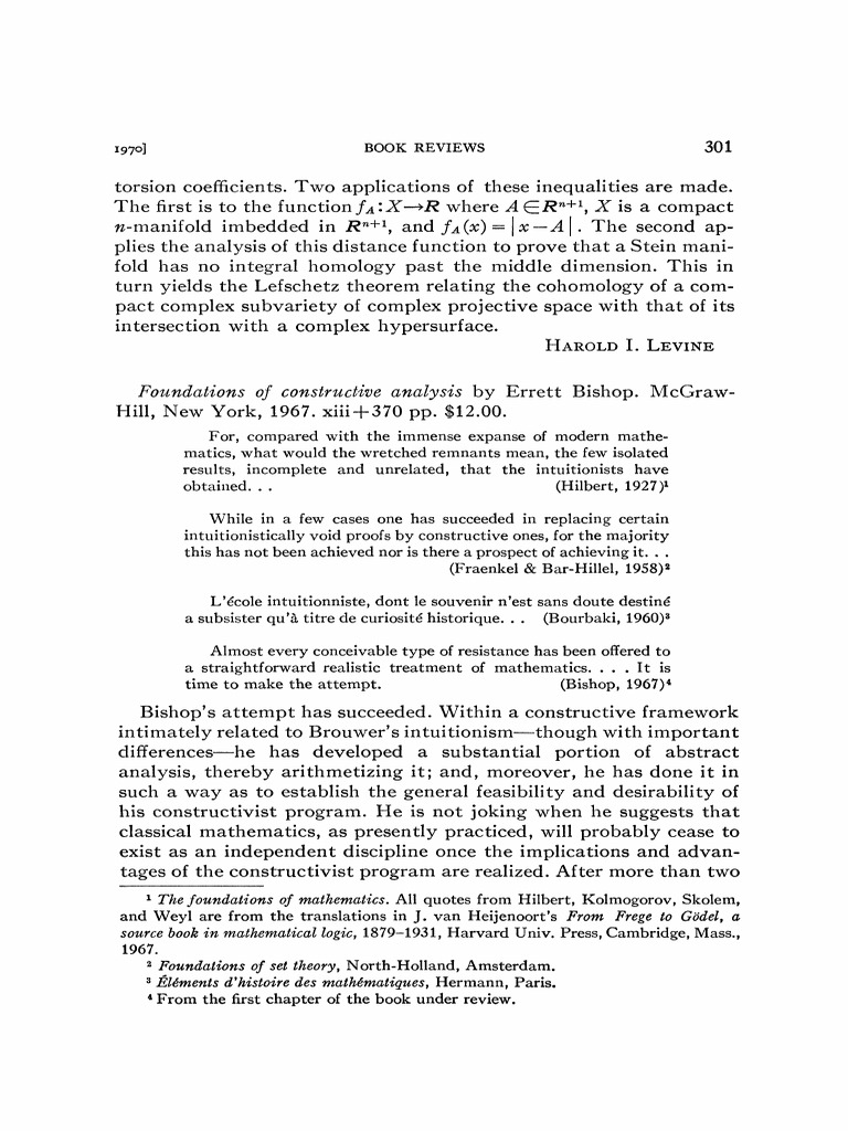 Bishop Constructive Analysis | PDF | Teaching Mathematics | Mathematical Proof