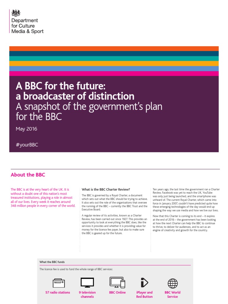 DCMS BBC Charter Review 2016 Summary | PDF | Bbc | Television
