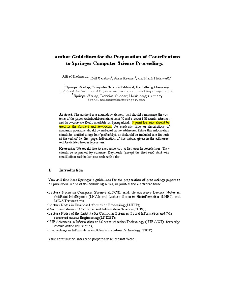 Springer Template | PDF | Citation | Bracket