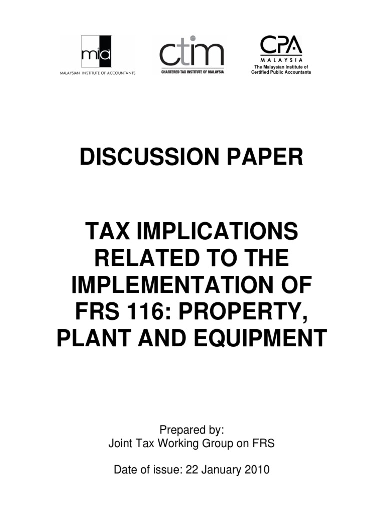 DP - Tax Implications On FRS 116-Property, Plant and Equipment | PDF ...